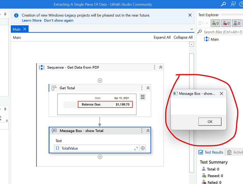 When debugging, the message box did not show the text getting from [Get Text]activity - Studio ...