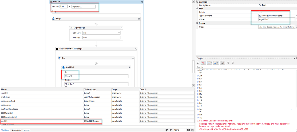 Send Mail Activity Under The Microsoft Office 365 Scope Is Not Working All Recipients Must Be