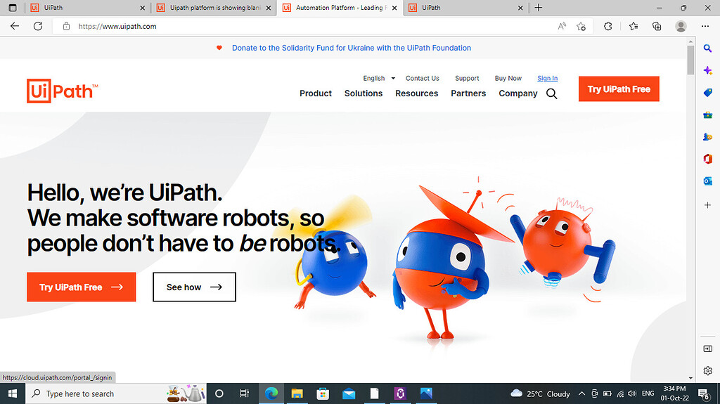 Cant login into uipath cloud using microsoft edge - Automation Cloud ...