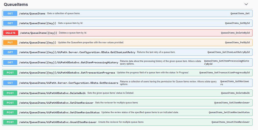 Api Information Of Orchestrator Version 2010 Orchestrator Uipath