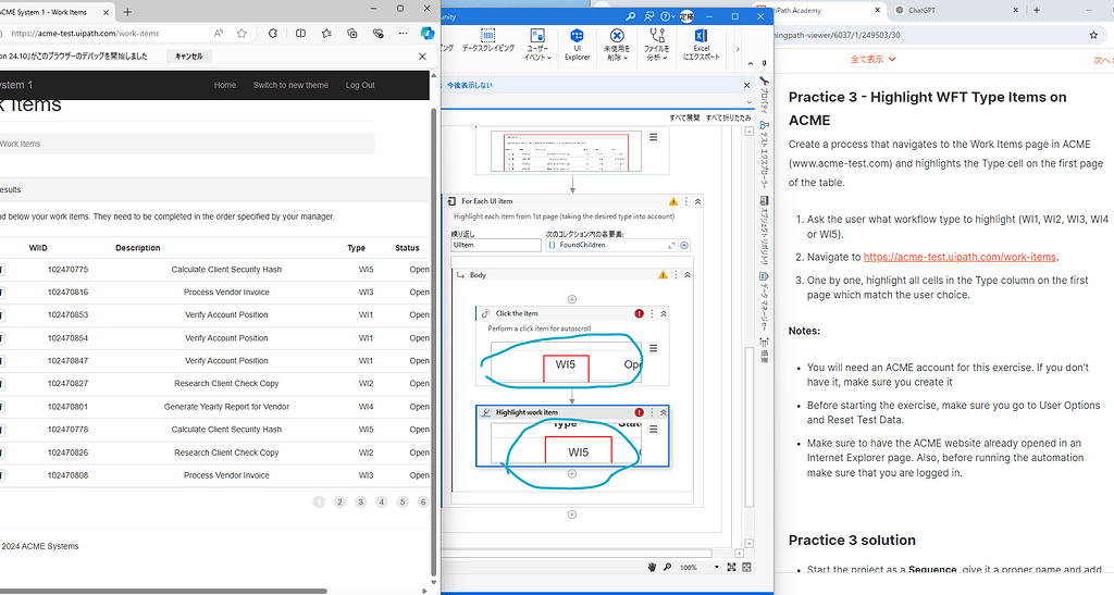 Practice 3 - Highlight WFT Type Items on ACME - Activities - UiPath ...