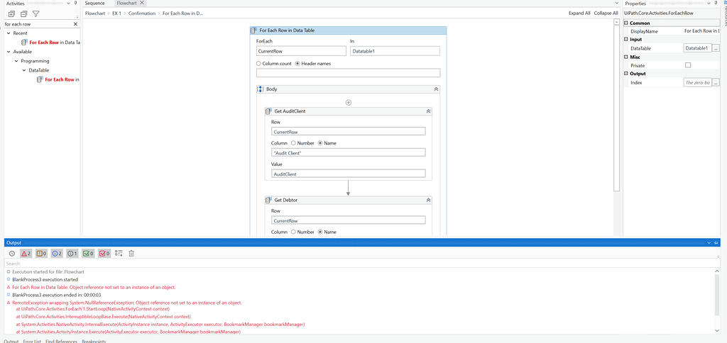 For Each Row In Data Table Error Message StudioX UiPath Community Forum
