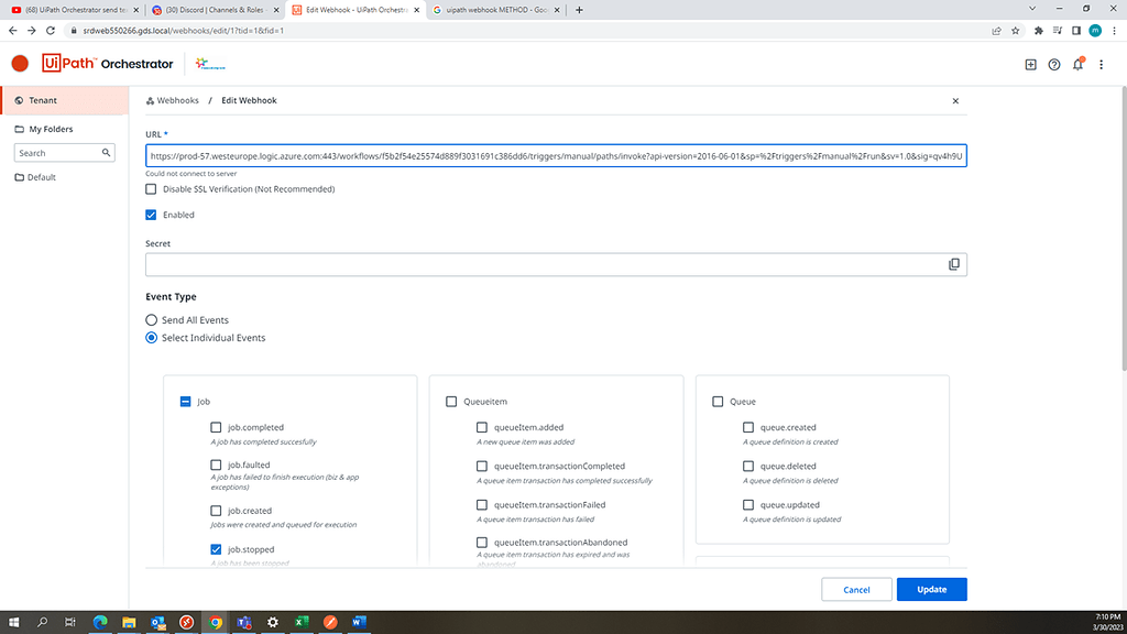 Webhook not triggered - Orchestrator - UiPath Community Forum