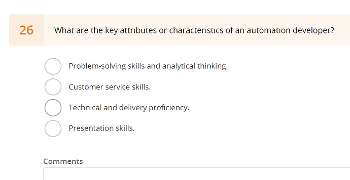 Multiple Choice. Key atributes of an automation dev - Something Else ...