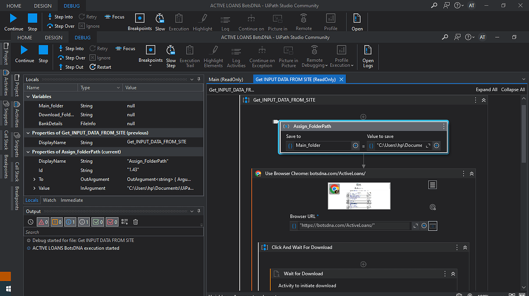Using Wait For Download Activity to download in specific folder ...