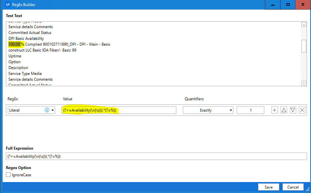 Regex Not Working But Match Activity Highlighting Studio UiPath
