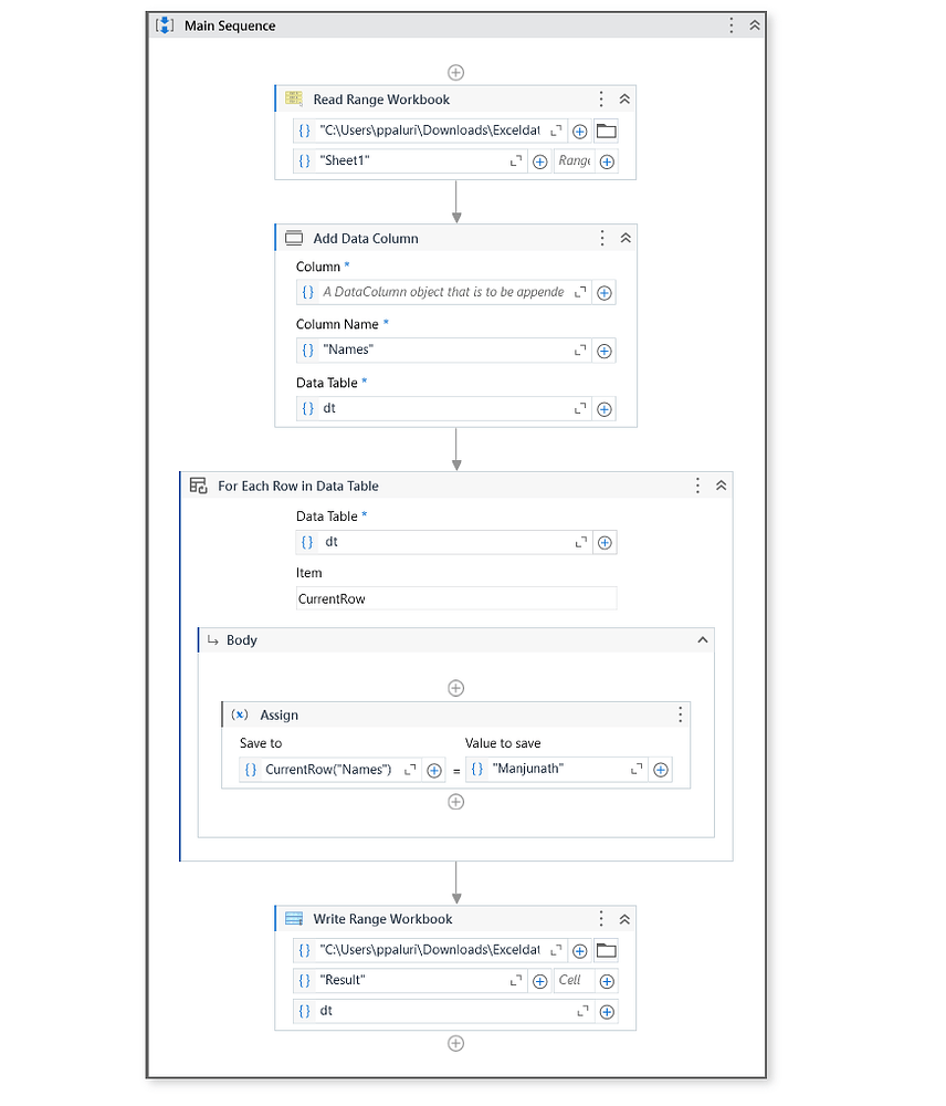 How to add data row under add data column - Activities - UiPath Community Forum