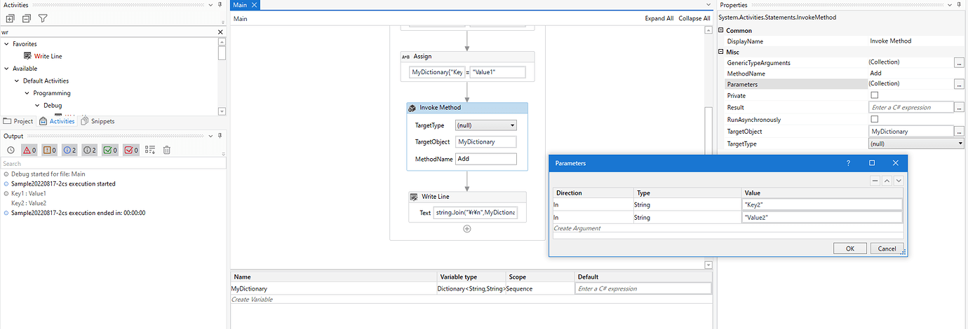 How to add an item to a dictionary(C#) in UiPath? - Activities - UiPath ...