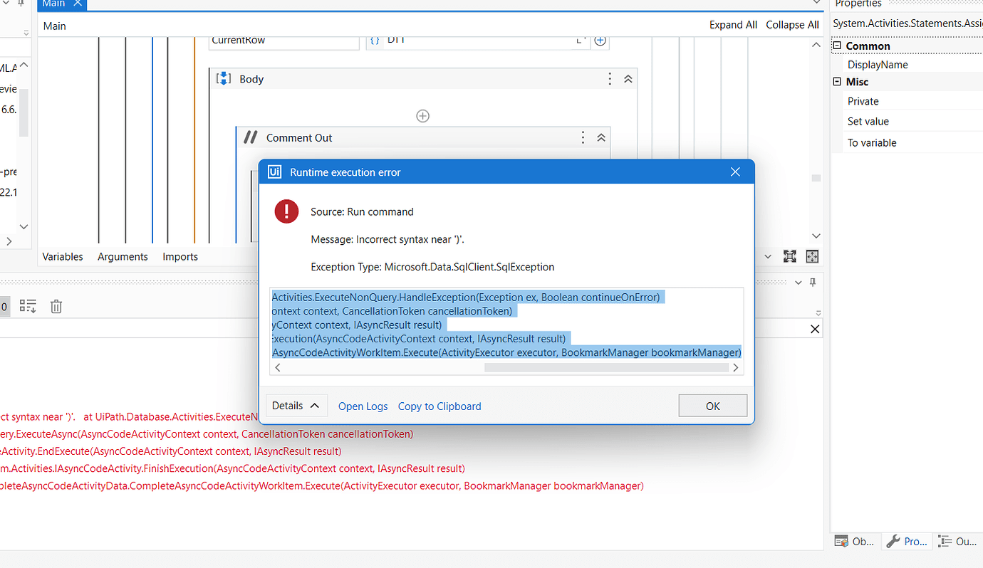 Error while inserting to the database - Activities - UiPath Community Forum