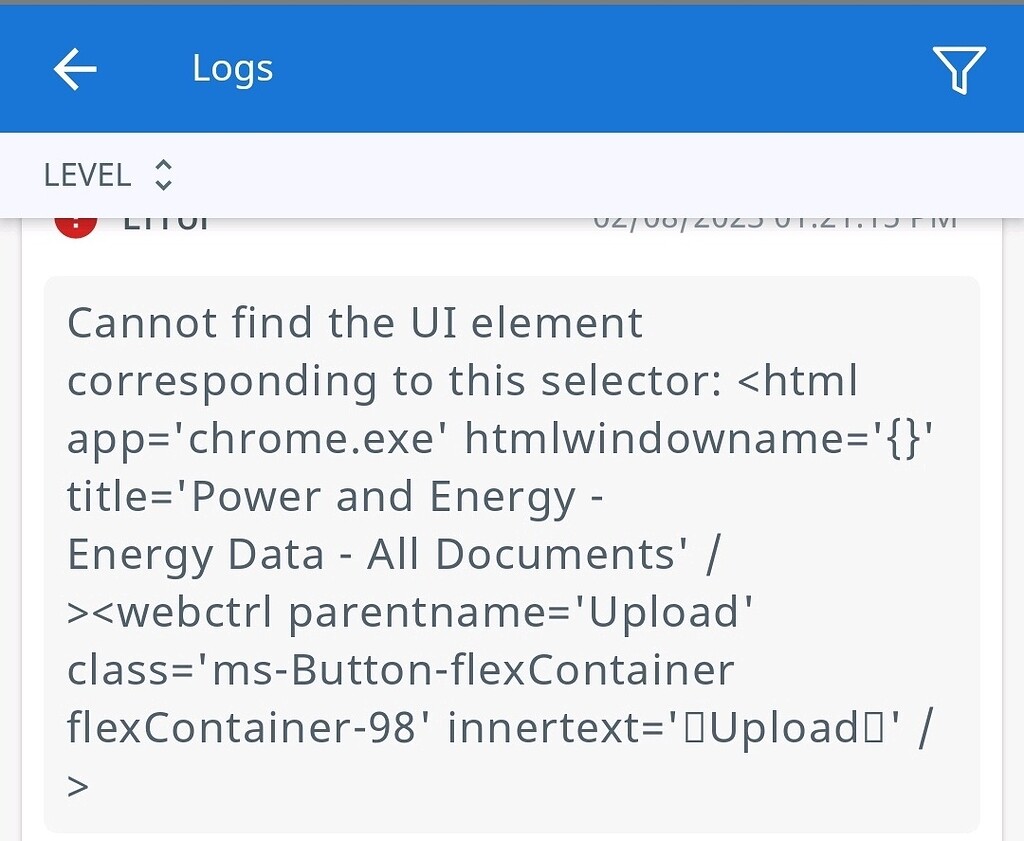 Could not find the UI element in orchestrator - Orchestrator - UiPath Community Forum
