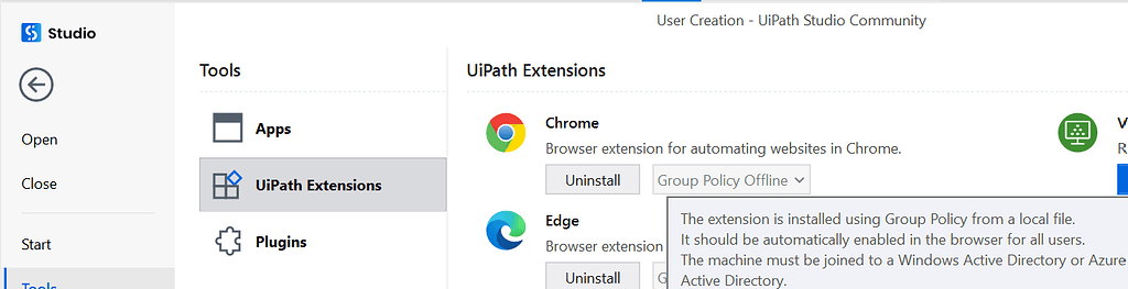 Chrome browser extension not working: Cannot communicate with browser, please check the UiPath ...