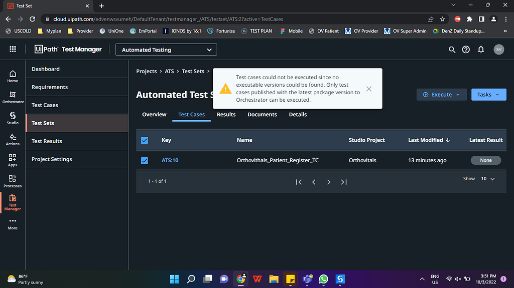 Published A Test Cases Into Test Manager However While Trying To Run The Same Getting An Error Published A Test Cases Into Test Manager However While Trying To Run The Same Getting An Error
