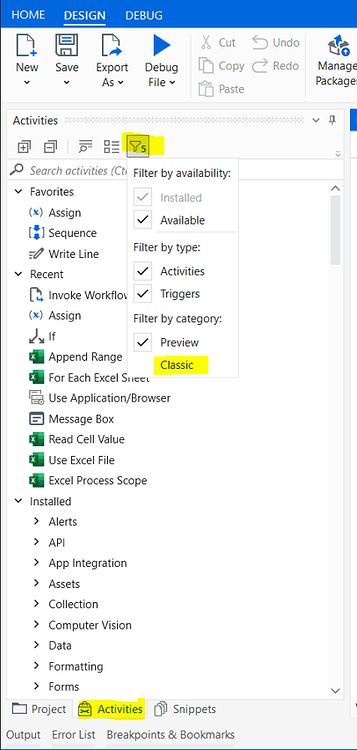 How to check the classic and modern design in updated version of UiPath ...