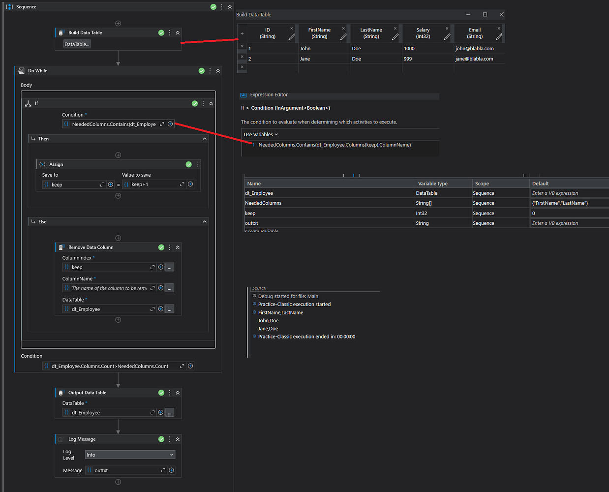 Deleting multiple columns inside a datatable - Academy Feedback ...