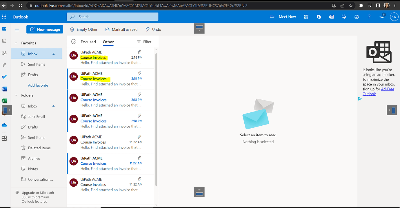 Cannot count the outlook mails using the count although there are ...