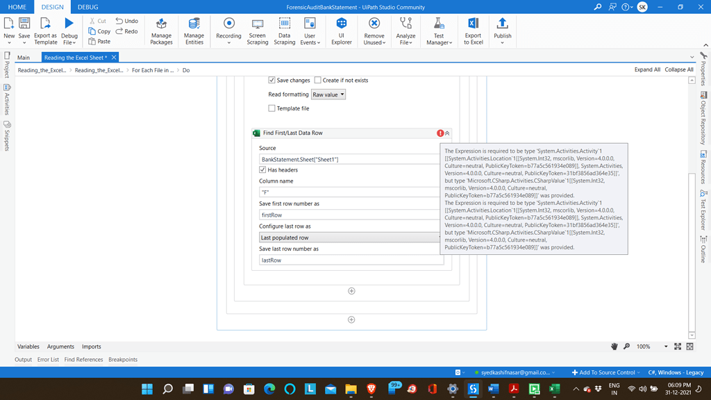 Find Firstlast Row Activity Excelactivities Error Activities Uipath Community Forum 