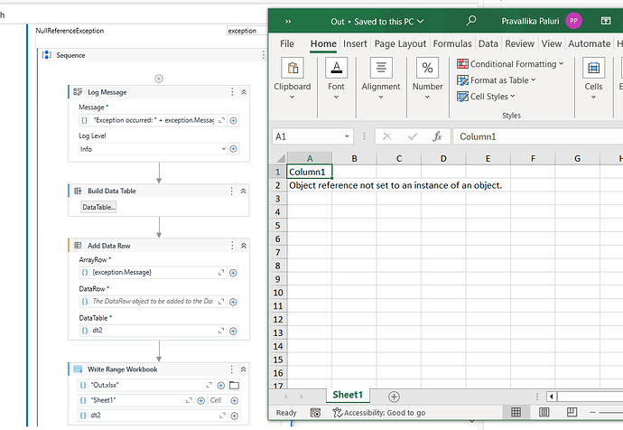 Export exception Arguments values in Excel sheet - Activities - UiPath Community Forum