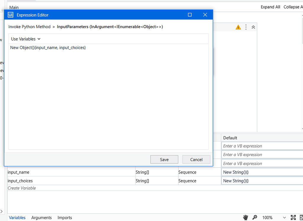 Error on InputParameters using Invoke Python Method - Studio - UiPath Community Forum