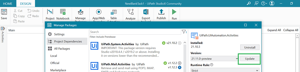 Validation Error - The current activity must be used within a Use Application/Browser activity ...