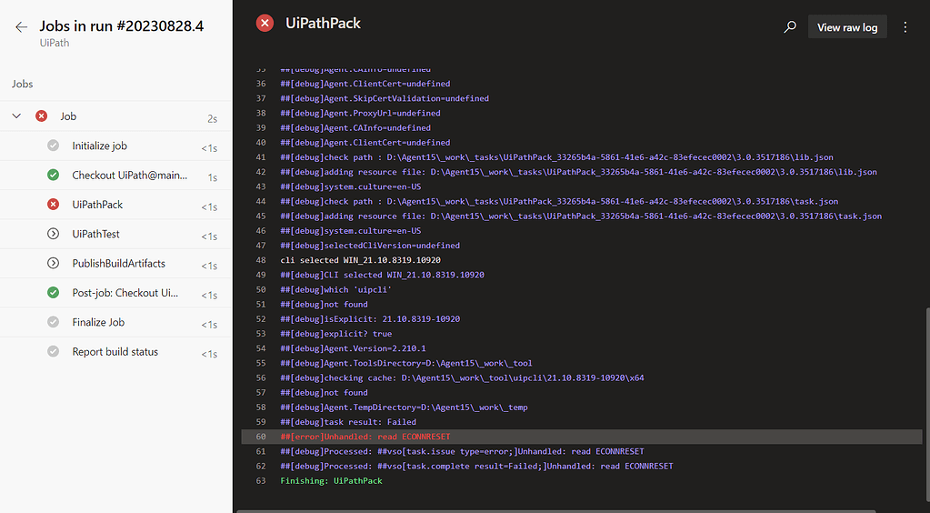 Azure DevOps UiPathPack Task ECONNRESET Error (Pipeline Process) - Orchestrator - UiPath ...
