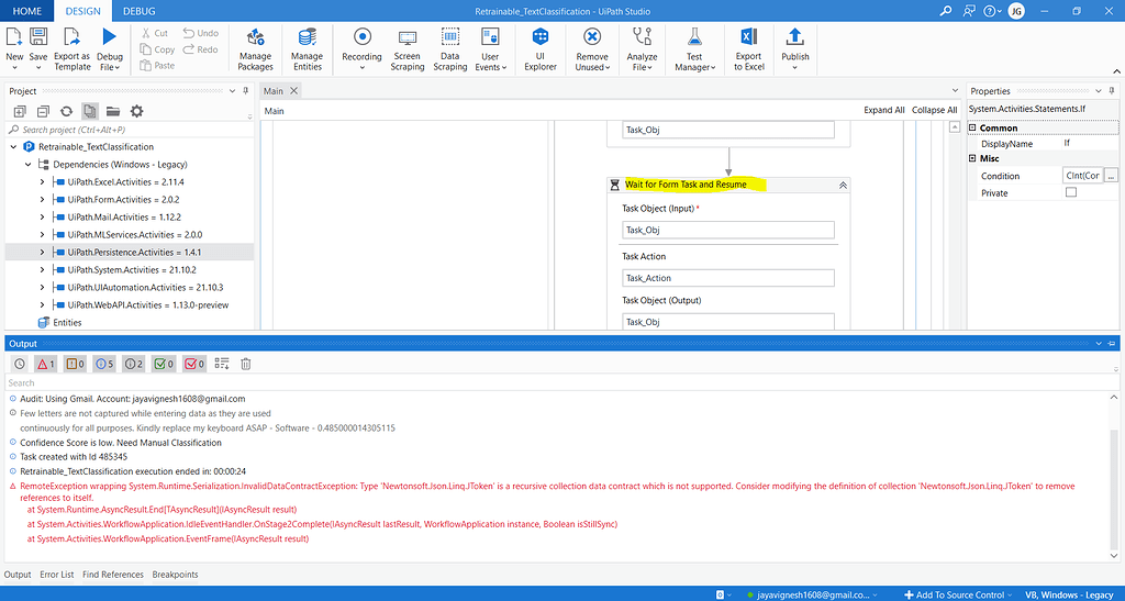 Getting Error in form task and resume activity - Studio - UiPath Community Forum