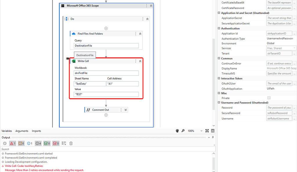 Office 365 - Write range / write cell exception - tooManyRetries ...