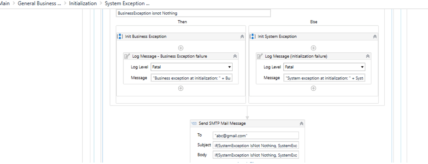 How send email to user when exception is occurred - Activities - UiPath ...