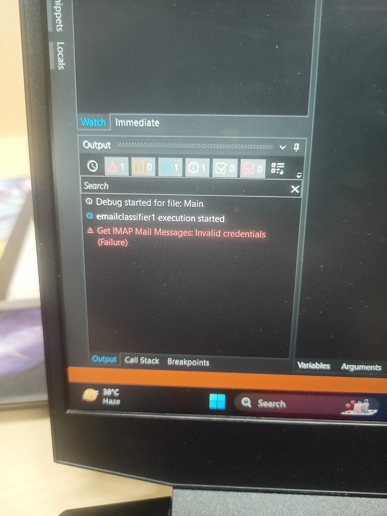 I Am Unable To Use Get Imap Activityas It Is Showing Invalid Credentials For Fetching Mails