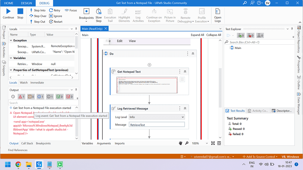 Need help to fix Error on Microsoft - Notepad application - Studio ...