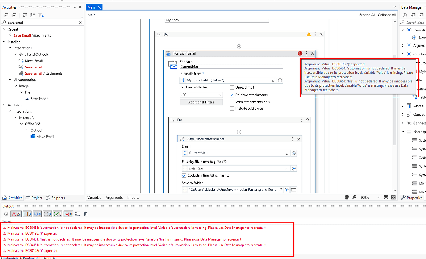 Help with Error Codes BC30451 and BC30198 - StudioX - UiPath Community Forum