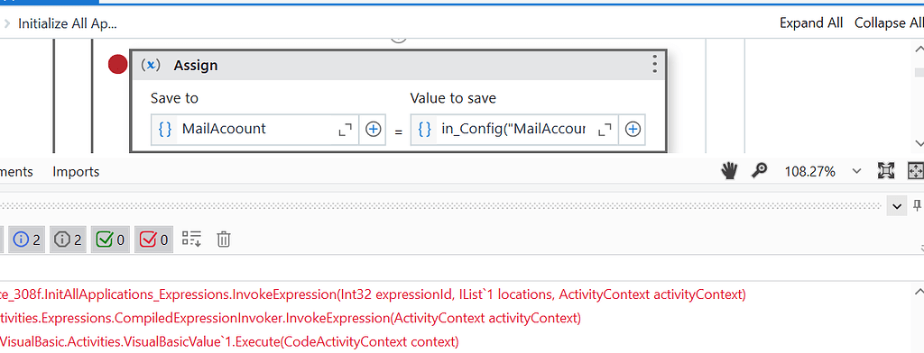 In Config Error Assign Object Reference Not Set To An Instance Of An Object In