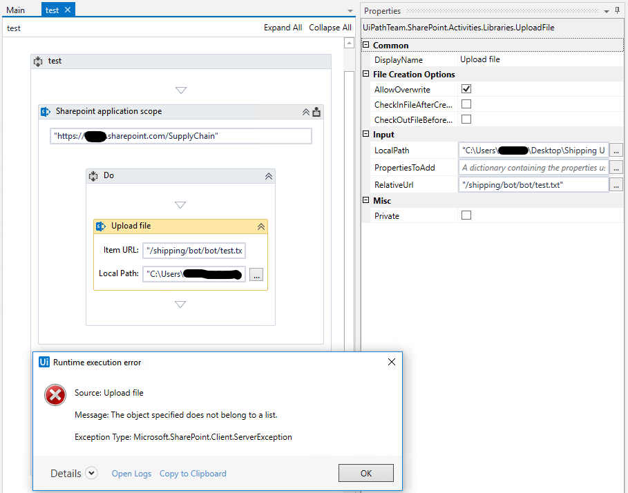 SharePoint Upload File The Object Specified Does Not Belong To A 