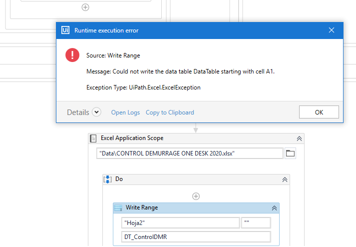 Excel Append Range Gives UiPath Excel ExcelException Could Not Write 