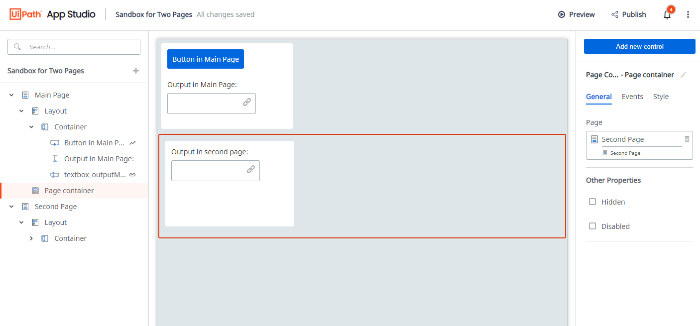 How to output a value in another page in UiPath Apps (App Studio ...