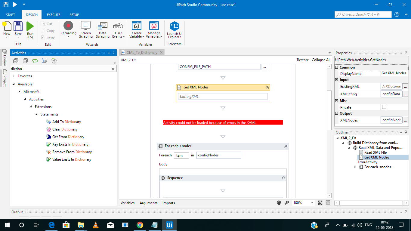 Build dictionary activity not available under activity panel - Help ...