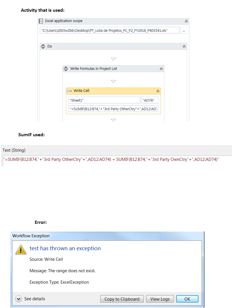Write Cell With SUMIF Formula Help UiPath Community Forum