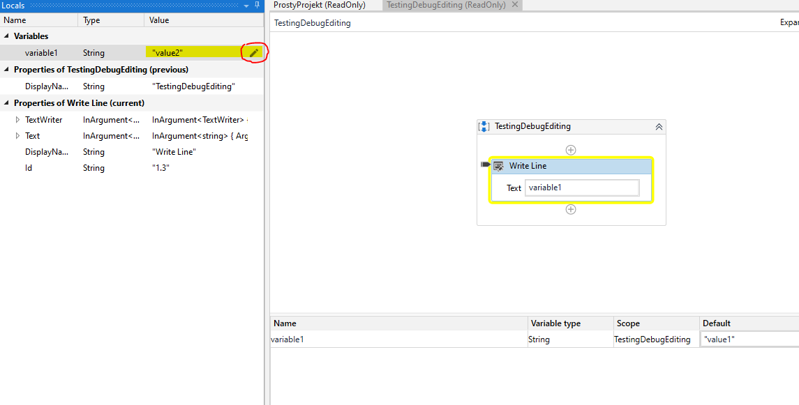 How to change variables when running in Debug - Studio - UiPath ...