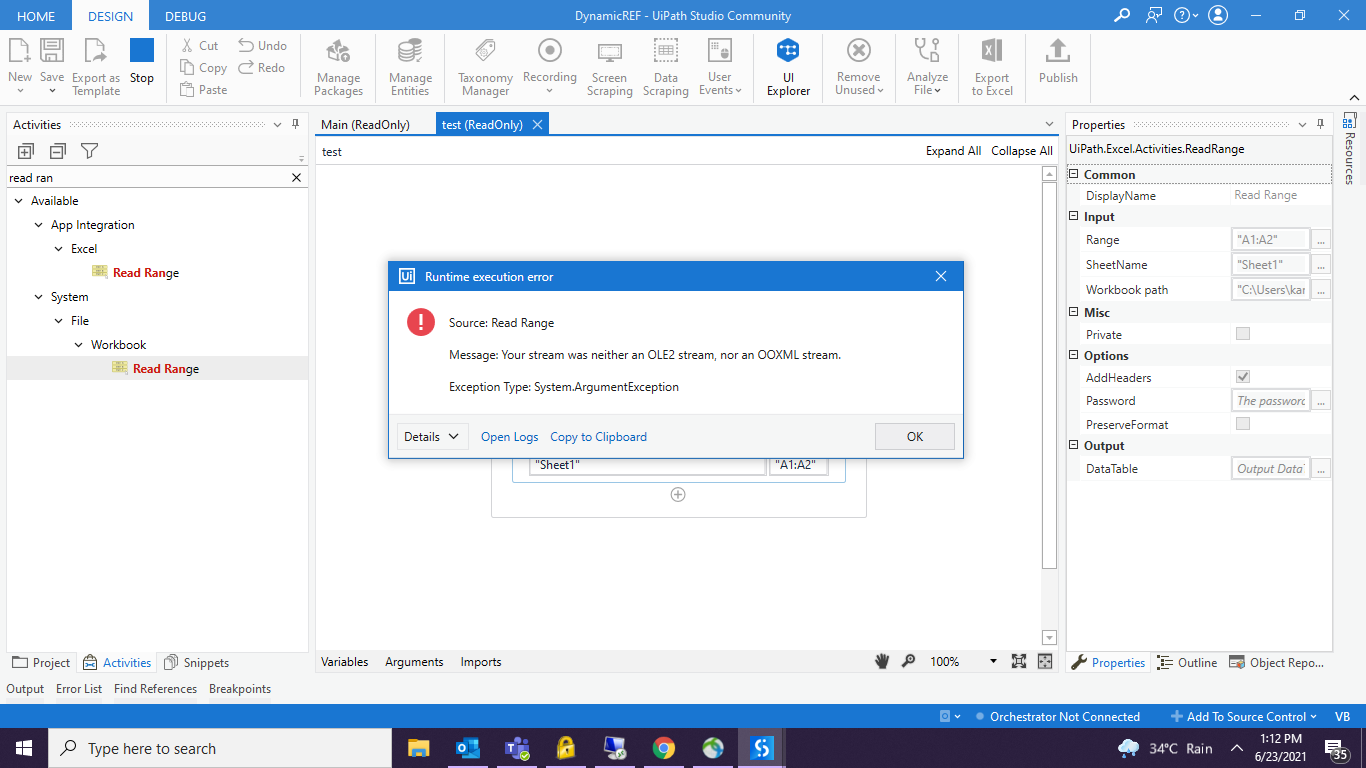 Not Able To Read xls File Using Read Range Studio UiPath Community Forum