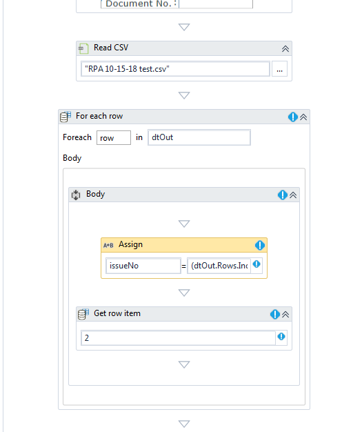 Using For Each Row And Scanning Through Each Row Help UiPath 