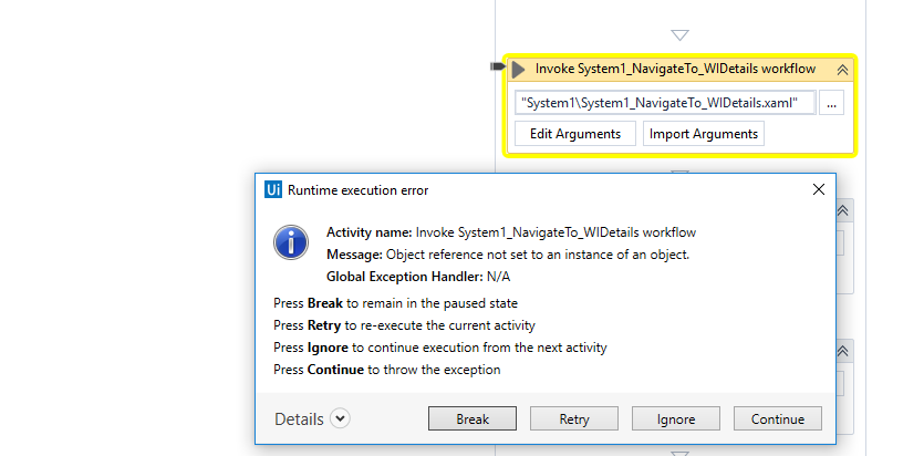Invoke System1 Navigate Towidetails Object Reference Not Set To An Instance Of An Object