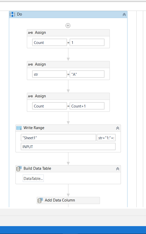 Excel Operation For Auto Increment Column Range In Add Column Activity 