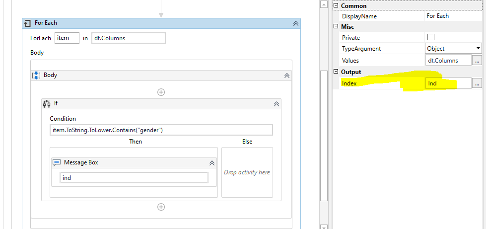 Find Column Index Of A Column That Contains Keyword Help UiPath 