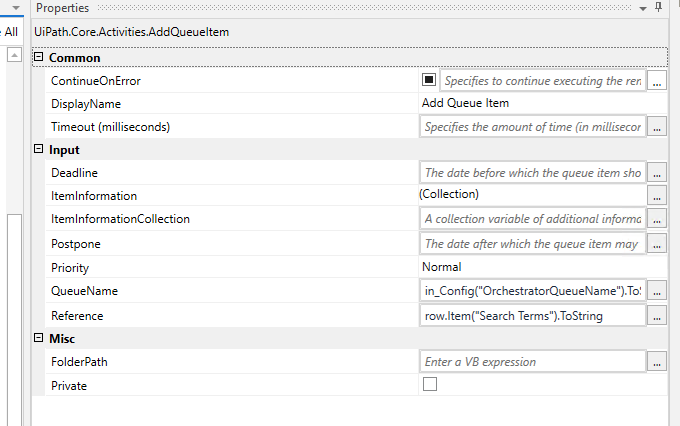 Add Queue Item - Field reference - Activities - UiPath Community Forum
