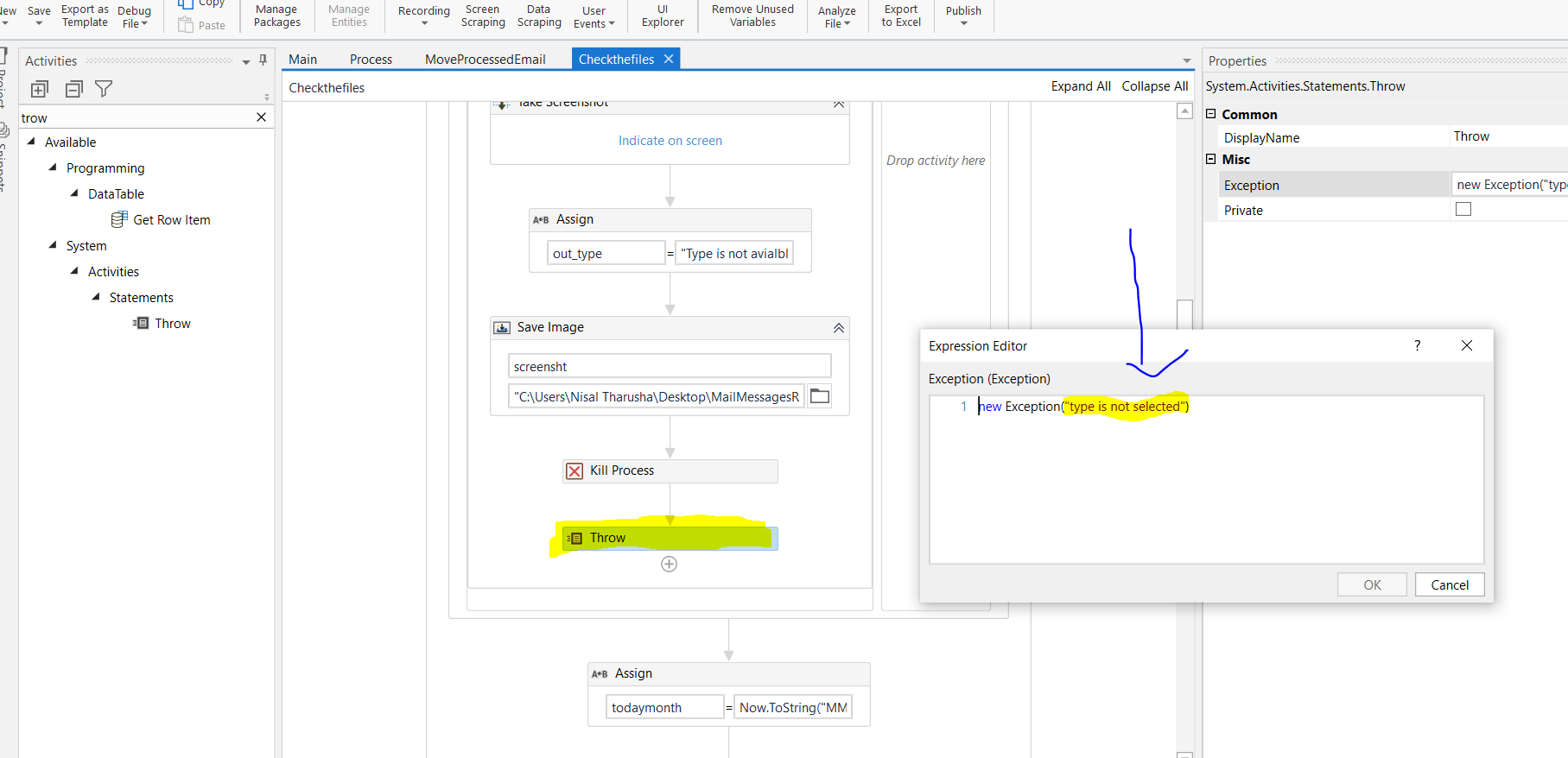 How To Send A Throw Exception Message To Variable Or Send A Mail The 