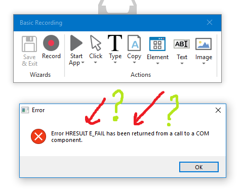 Error Code: Error HRESULT E_FAIL has been returned from a call to a COM component - Help ...