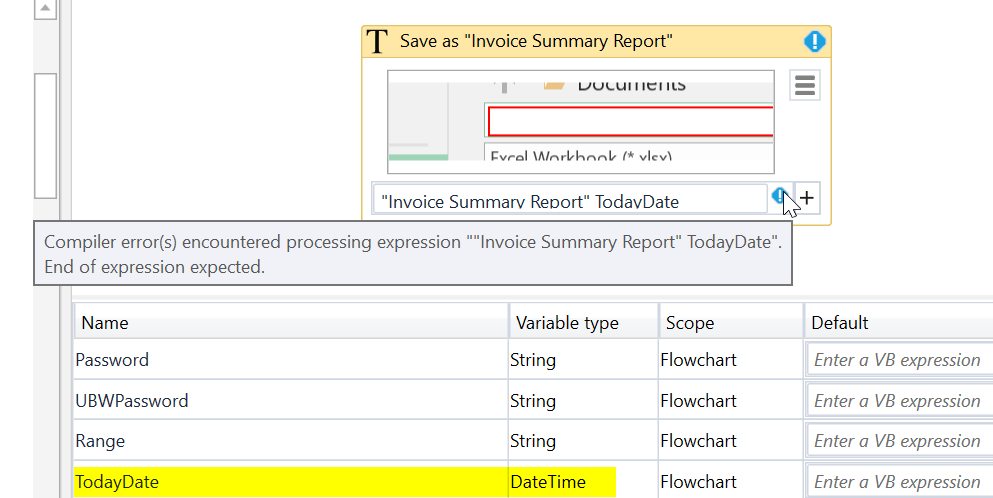 Type Into Naming Report With Fixed Text And Date Variable Help