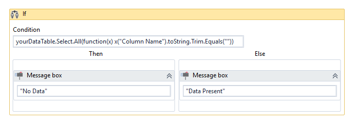 How To Check If A Particular Column Is Empty In DataTable Without Using For Each Row Help 