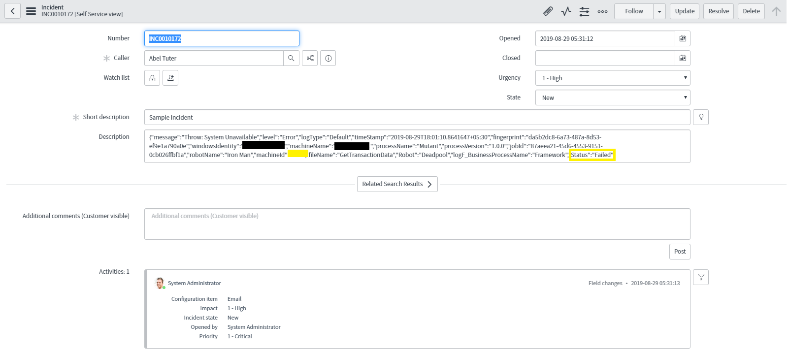 How to log an incident in ServiceNow from UiPath when specific error ...