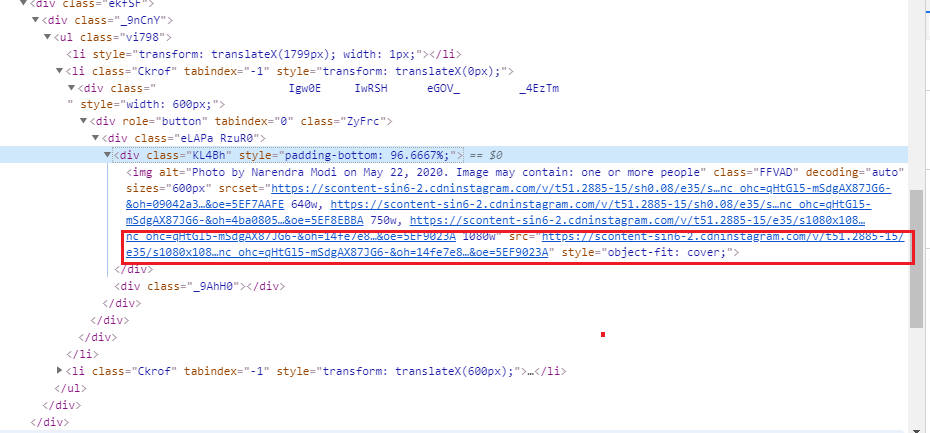 How To Get Image URL Which Is In HTML Code Using Inject JS 