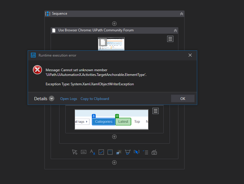 Cannot Set Unknown Member Uipath Uiautomationx Activities Targetanchorable Elementtype